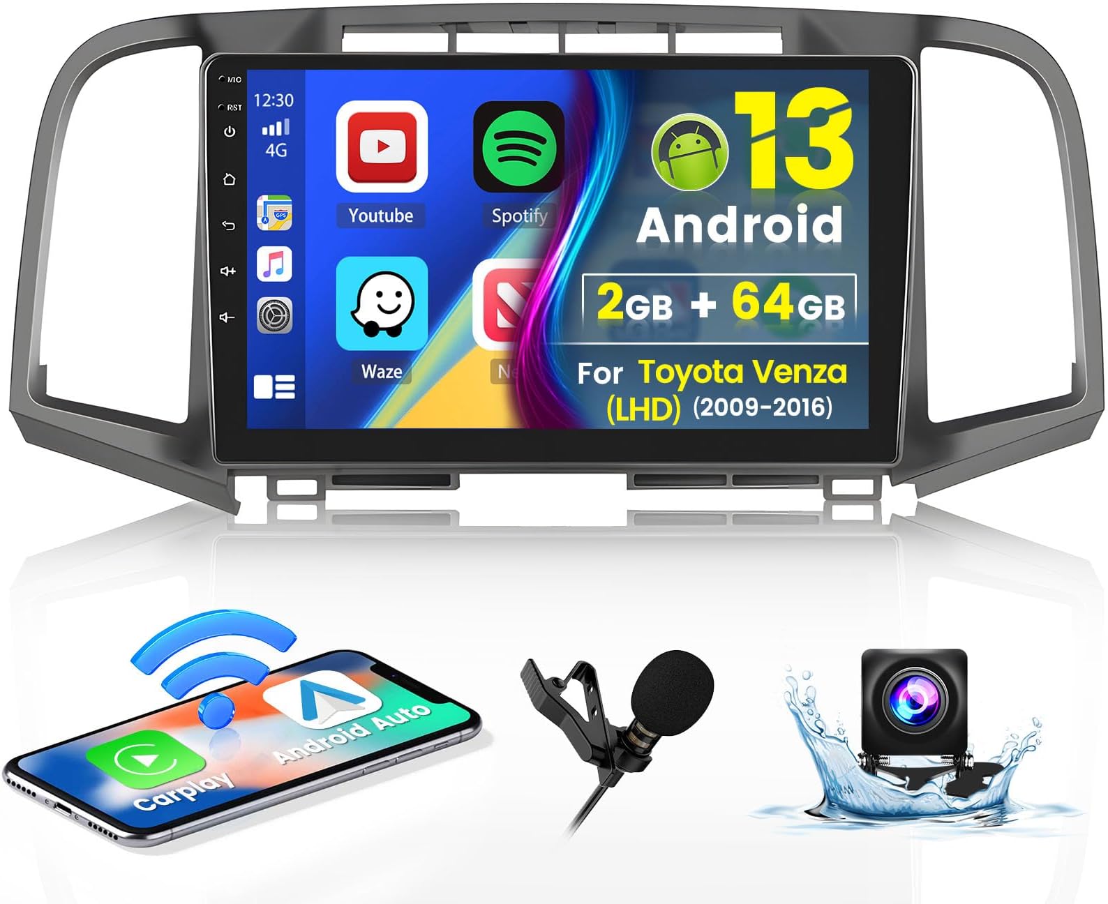 Amazon.com: Roinvou 2+64G Android 13 CarPlay Stereo for 2014-2016 ...