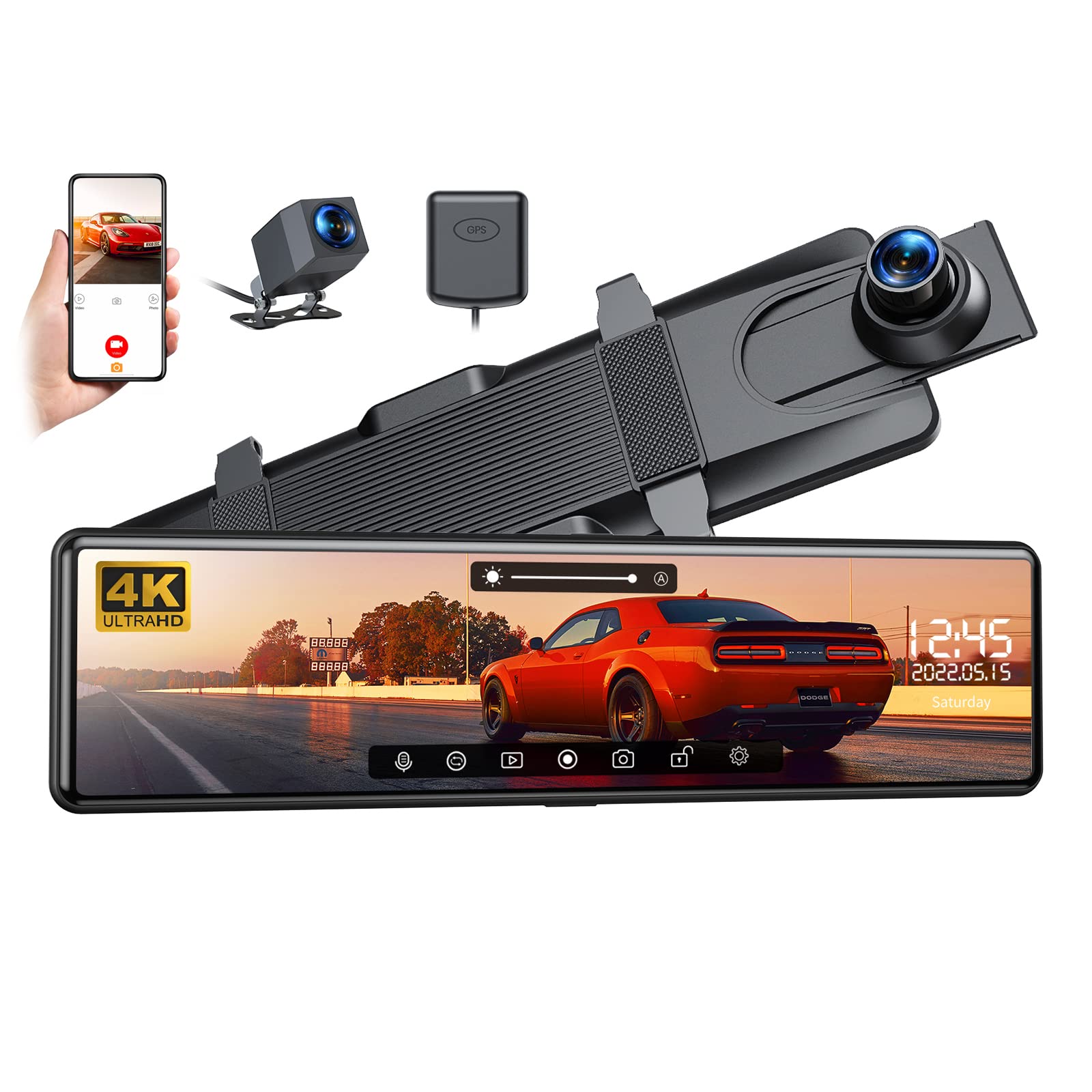 Lamtto 4K WIFI MIRROR DASH CAM