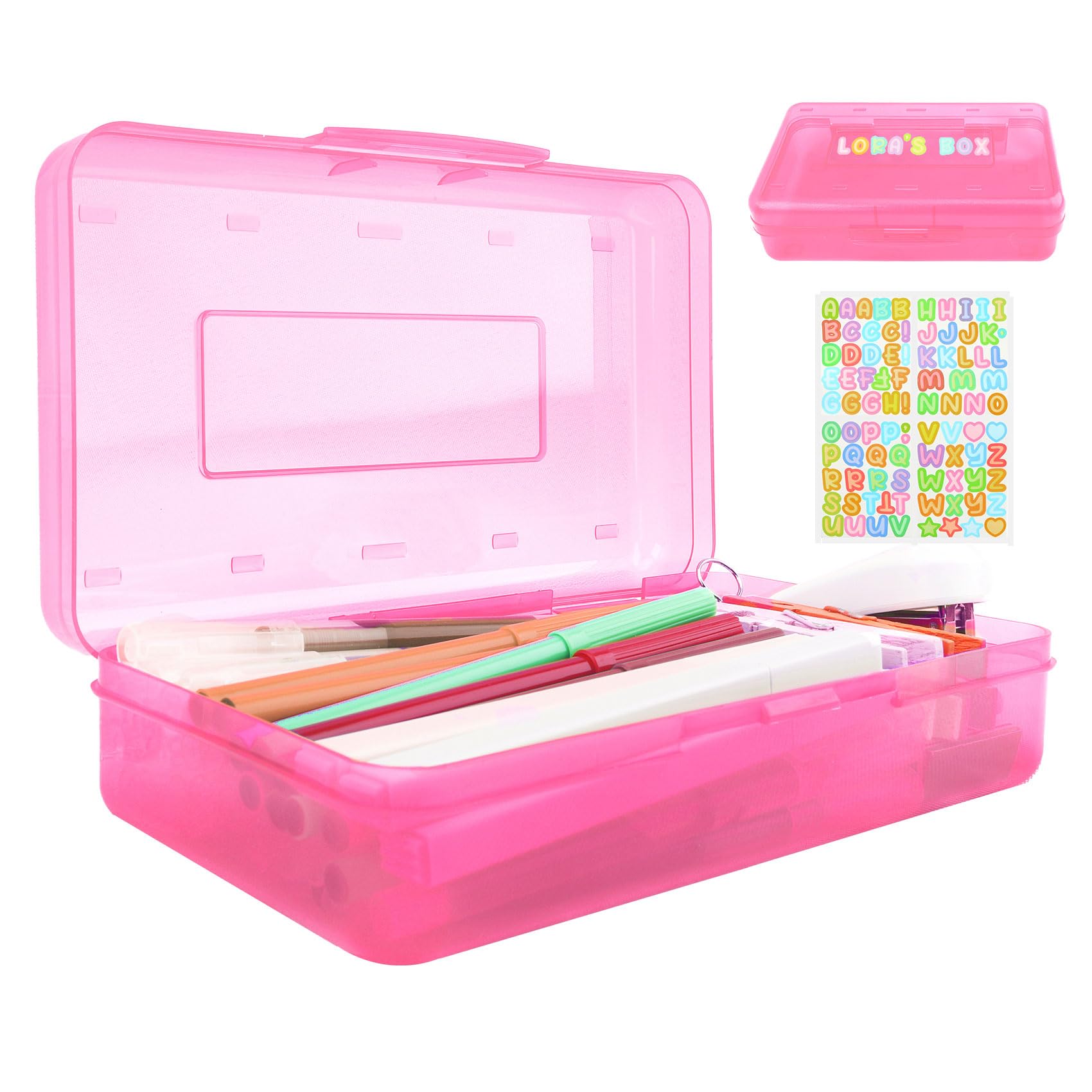 Amazon.com: Pink Pencil Case, Pencil Box, Clear Pencil Case, Crayon Box ...