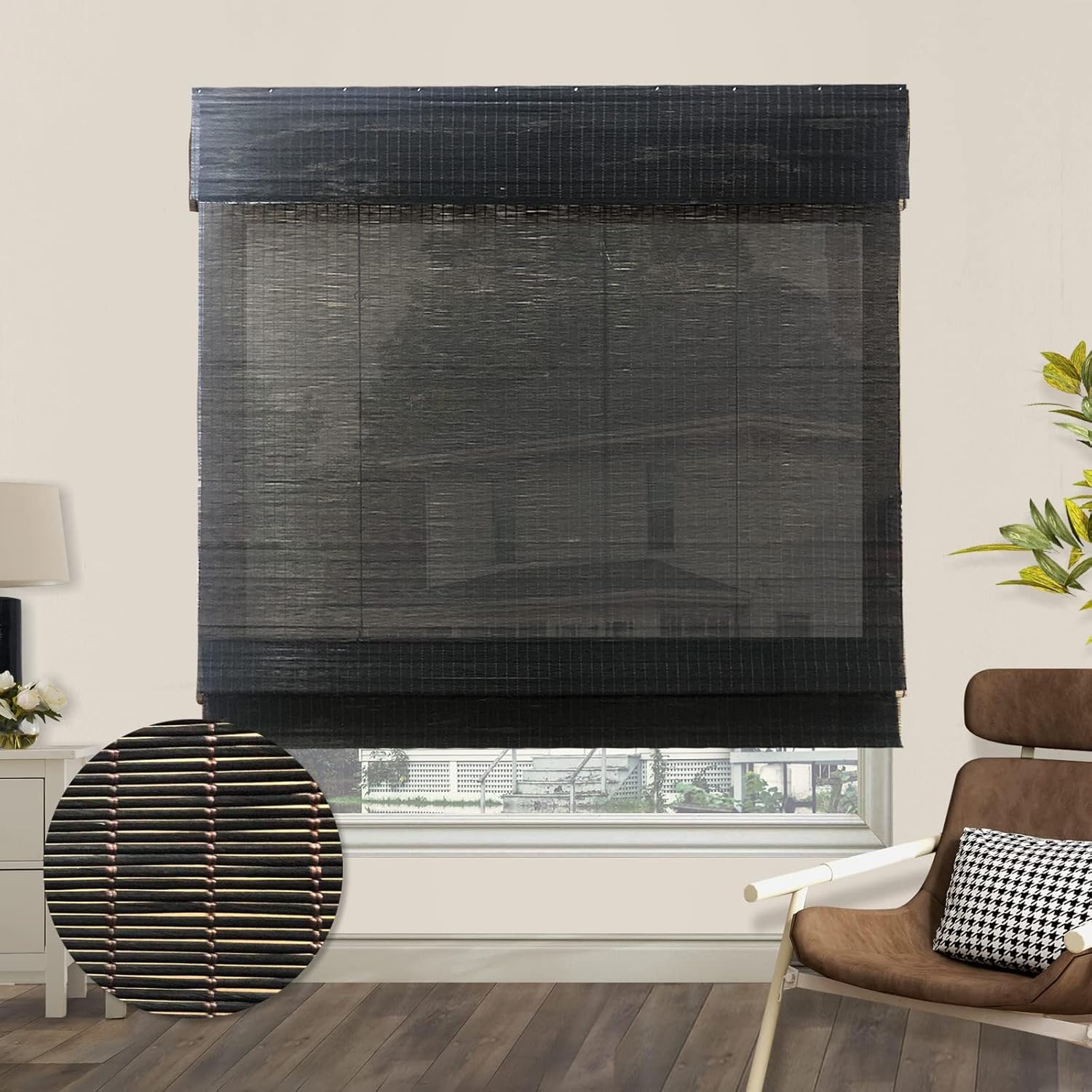 Amazon.com: FACIMI Cordless Bamboo Roman Shades, Light Filtering ...