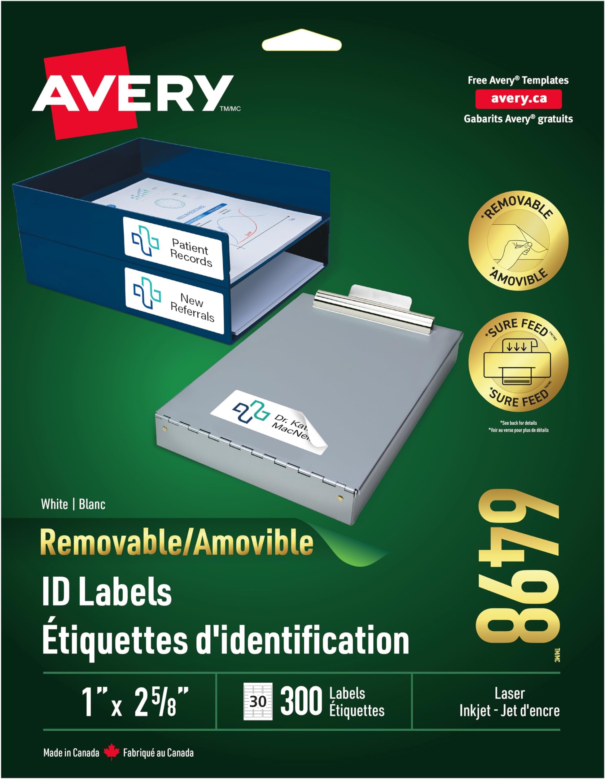AVERY Removable ID Labels for Laser and Inkjet Printers, FBA Labels, 2 ...