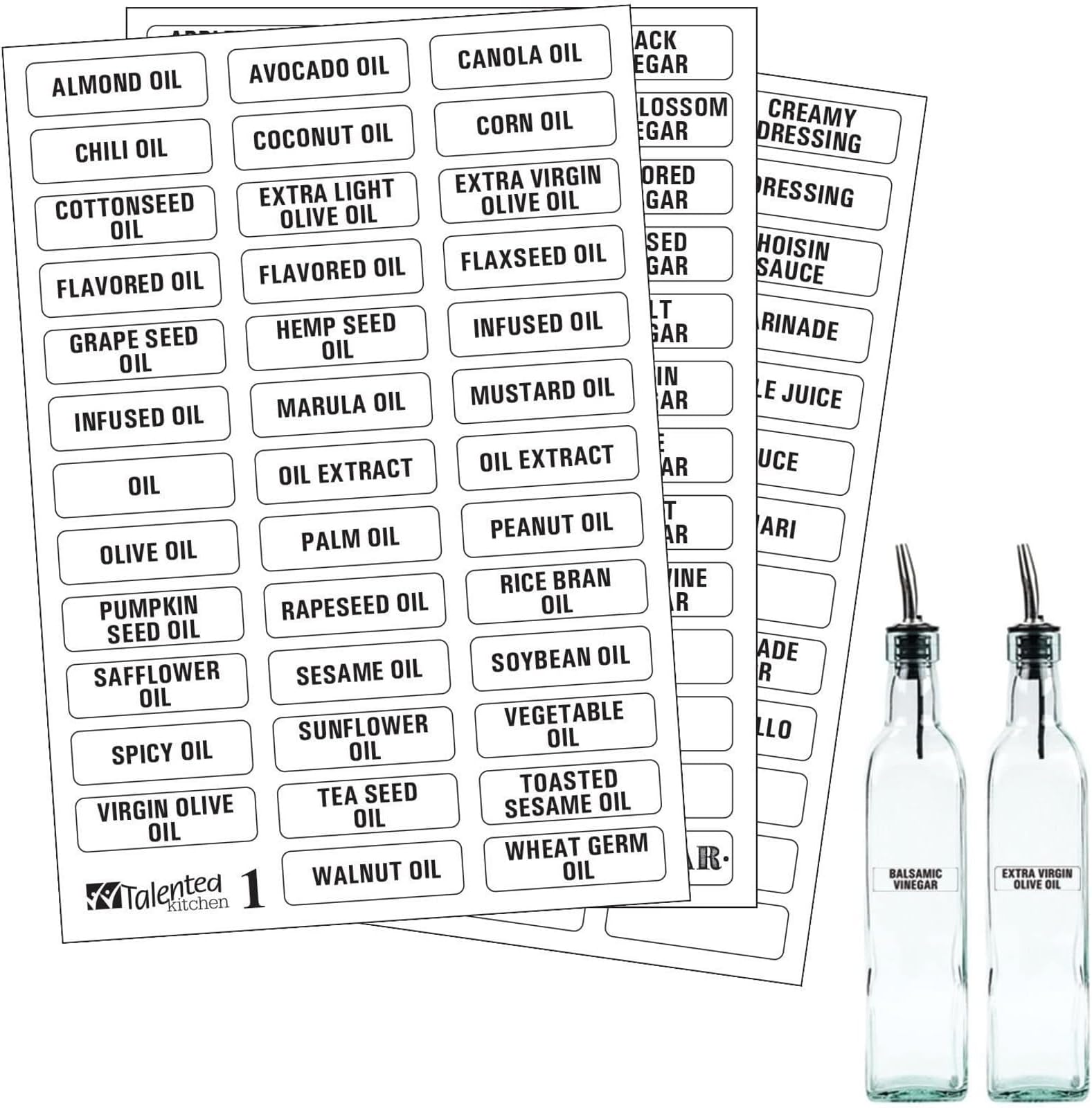 Amazon.com: Talented Kitchen 114 White Oils, Vinegars & Liquids Label ...