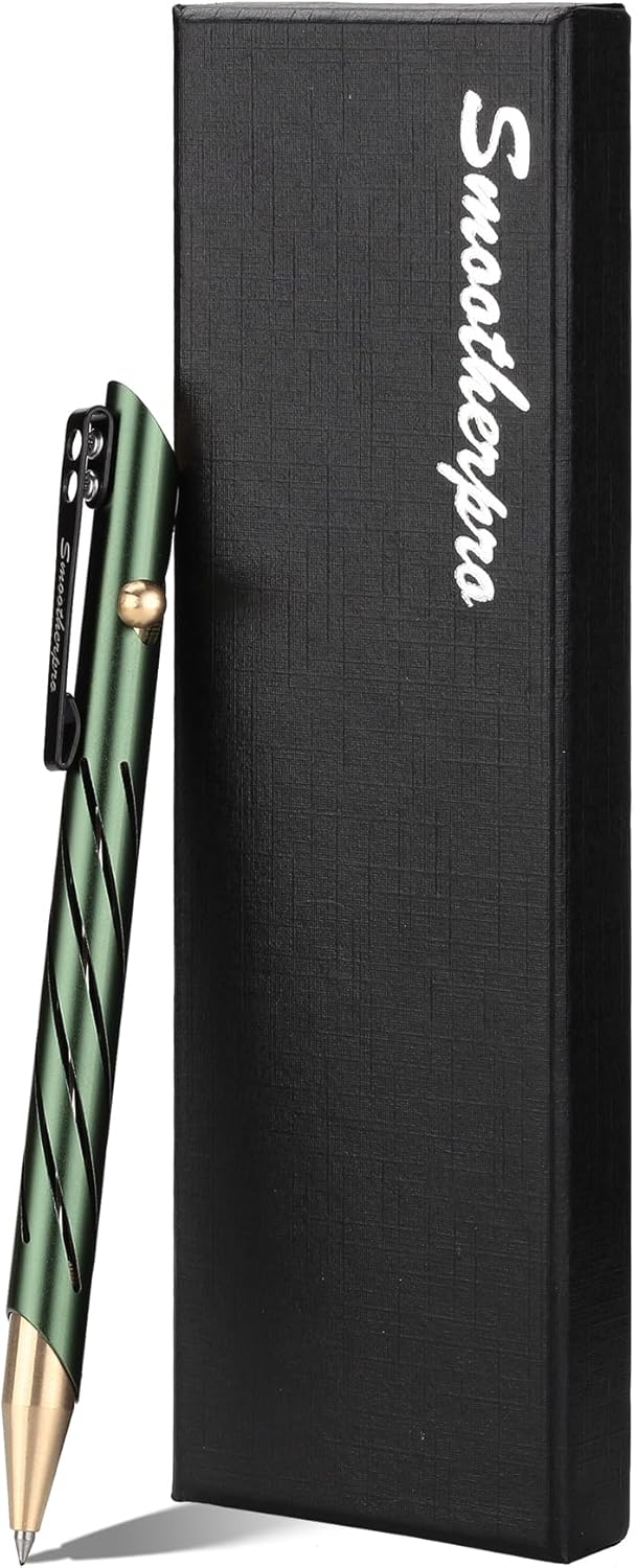 SMOOTHERPRO Bolt Action Pen with Brass Cap Stainless Steel Pen Clip ...