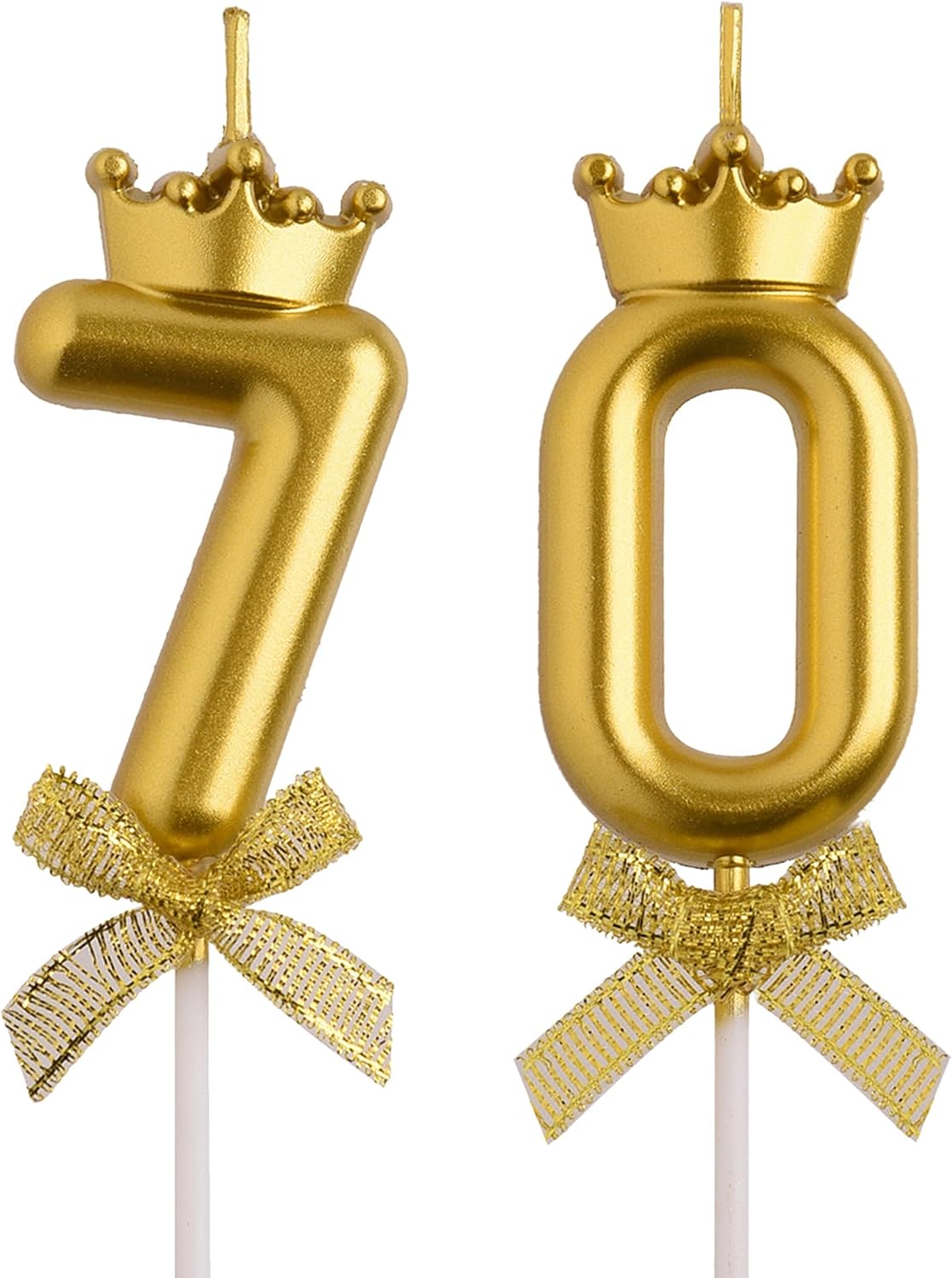 Amazon.com: AOOLADA 70th Birthday Candles, Gold 70 Year Old Number Birthday Candles, Number 70 ...