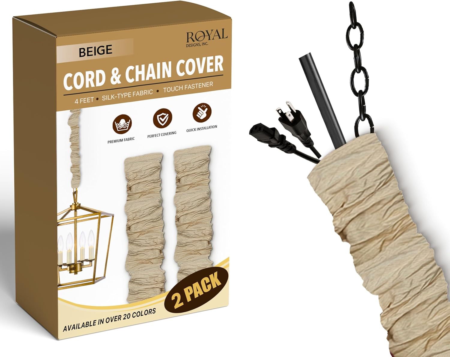 Amazon.com: RDI Cord & Chain Cover 4 feet Silk Type Fabric, Chandelier ...
