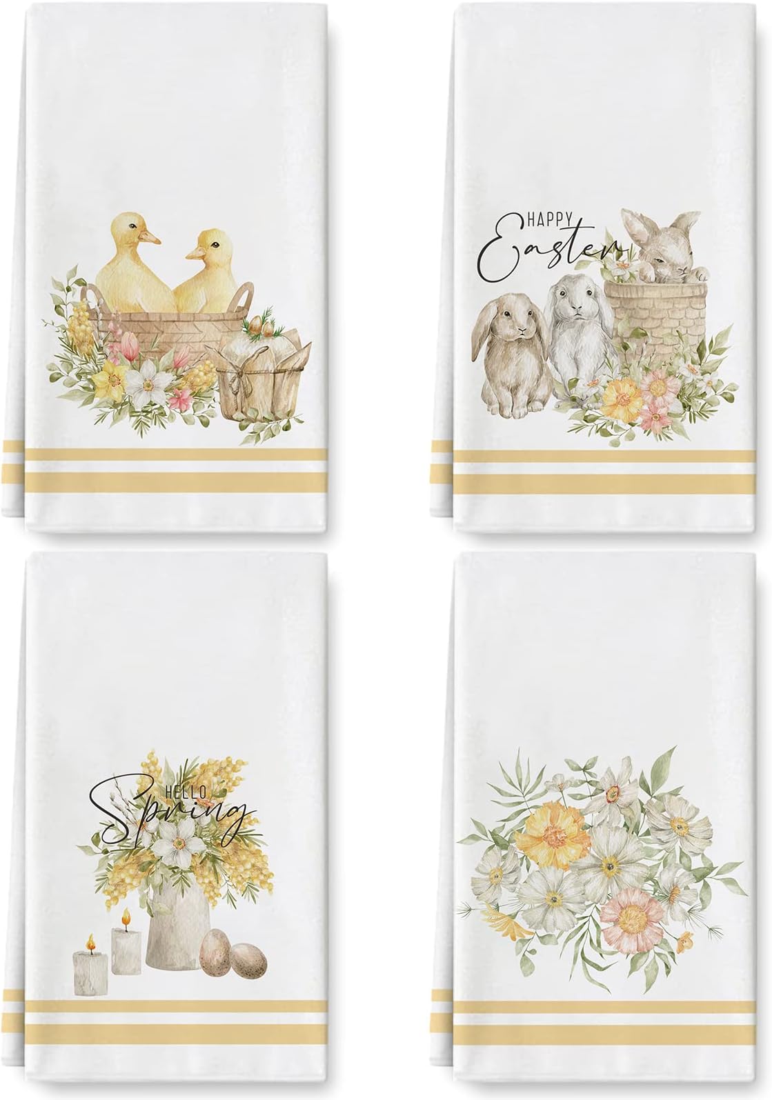 Amazon.com: Kajaia 4 Pieces Easter Kitchen Towels and Dishcloths Easter ...