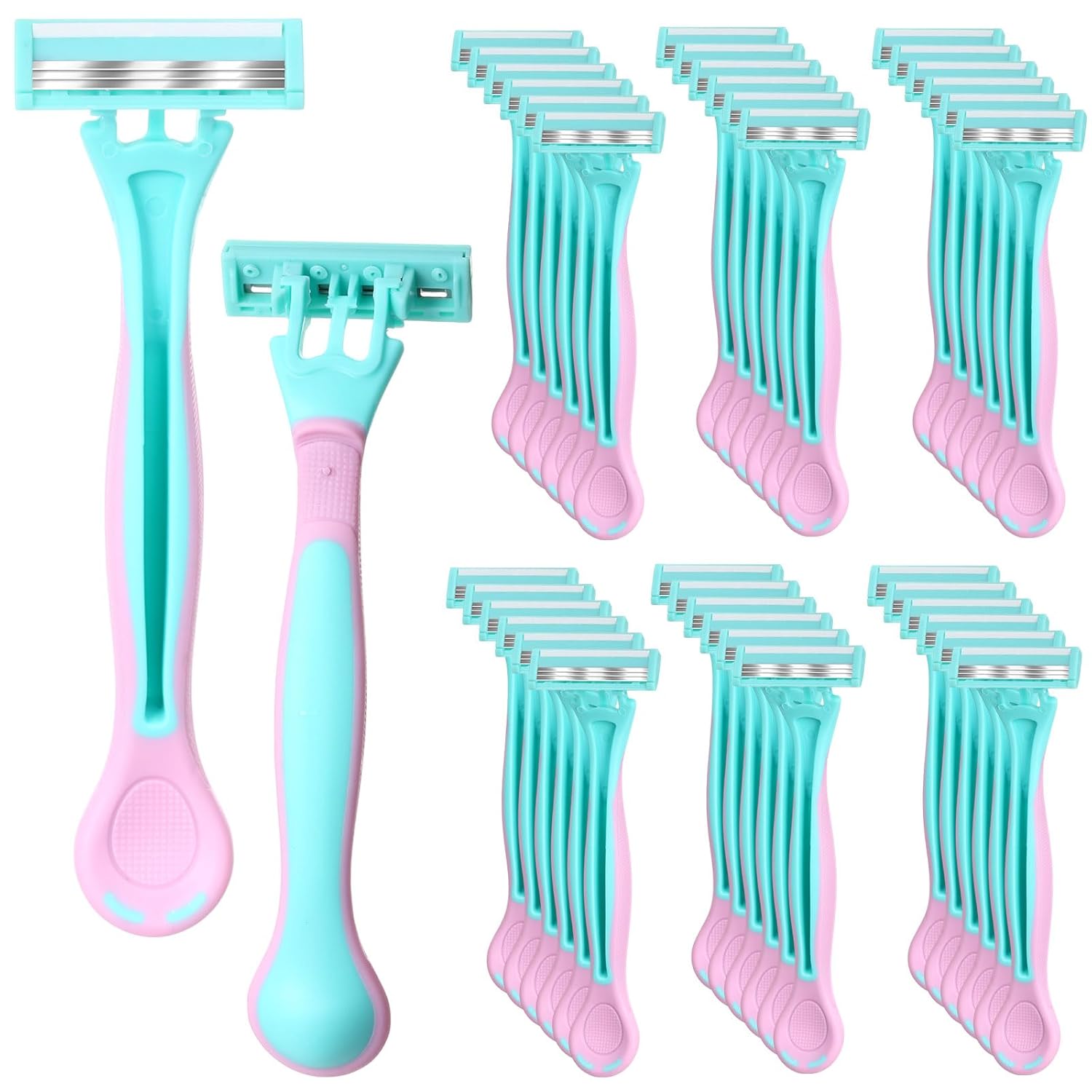 Amazon.com: Lasnten 36 Pcs Women's Disposable Razors Bulk Three-blade ...