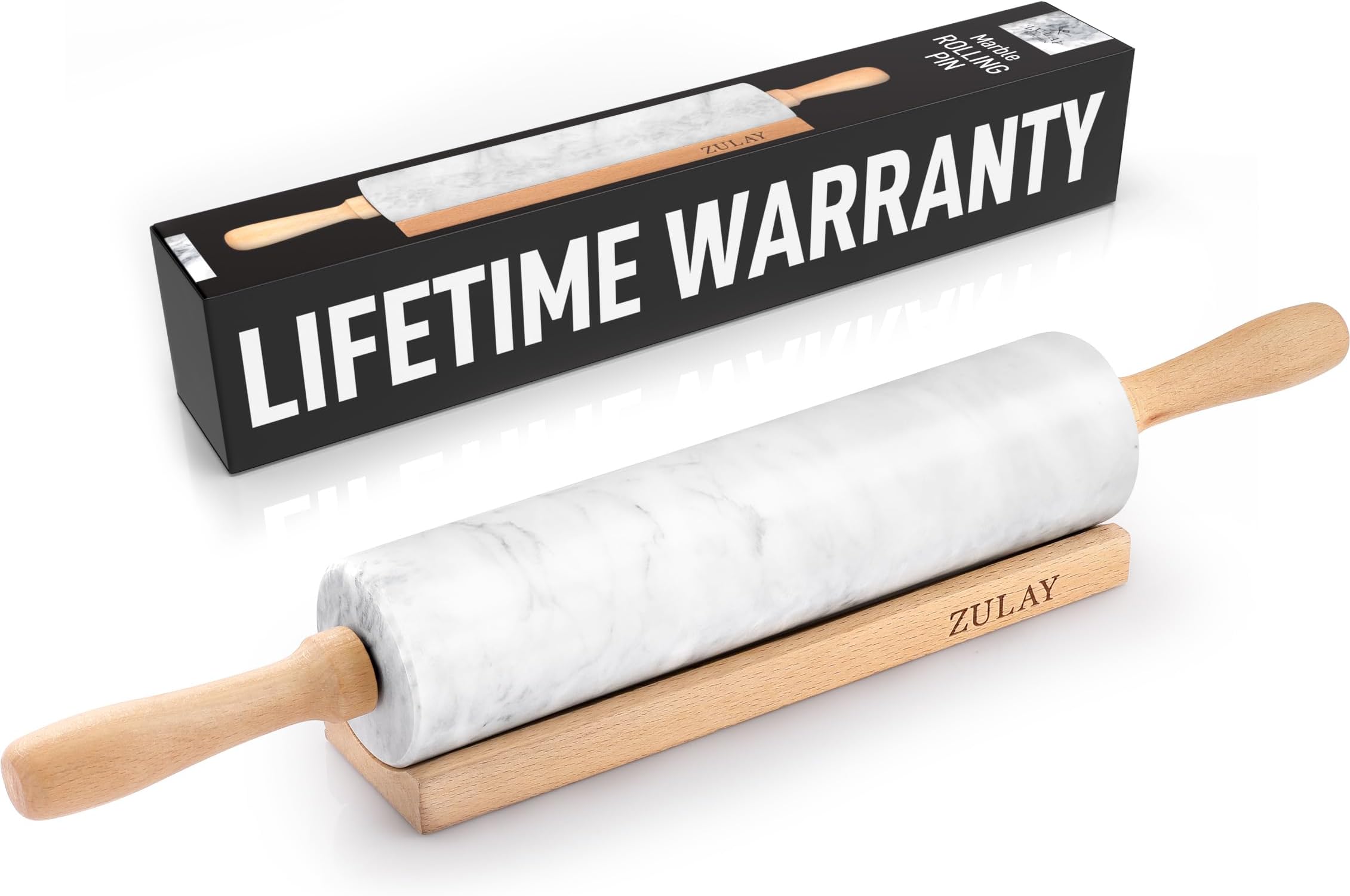 Amazon.com: Zulay Kitchen 17-Inch Marble Rolling Pin With Stand ...