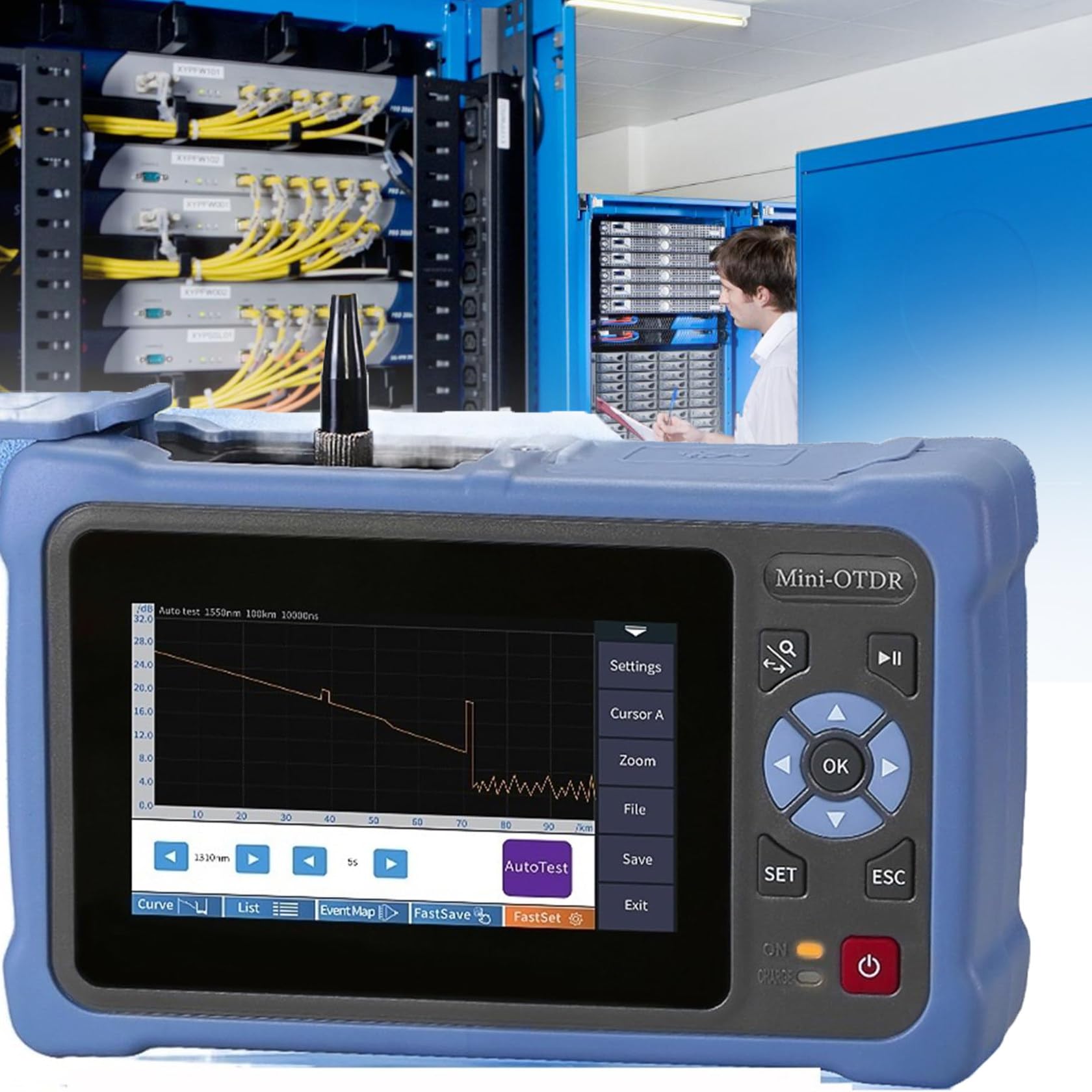 Buy Fiber Optic Cable Tester Mini Otdr 1310/1550nm 26/24db Fiber Optic ...