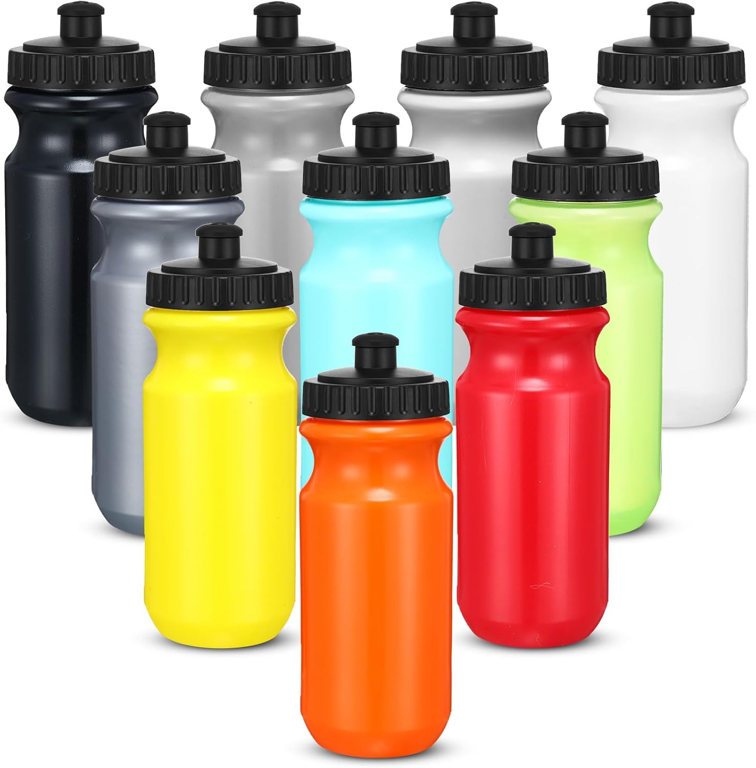 Amazon.com: 10 Pcs Squeeze Water Bottle Bulk 20 oz Reusable Plastic ...