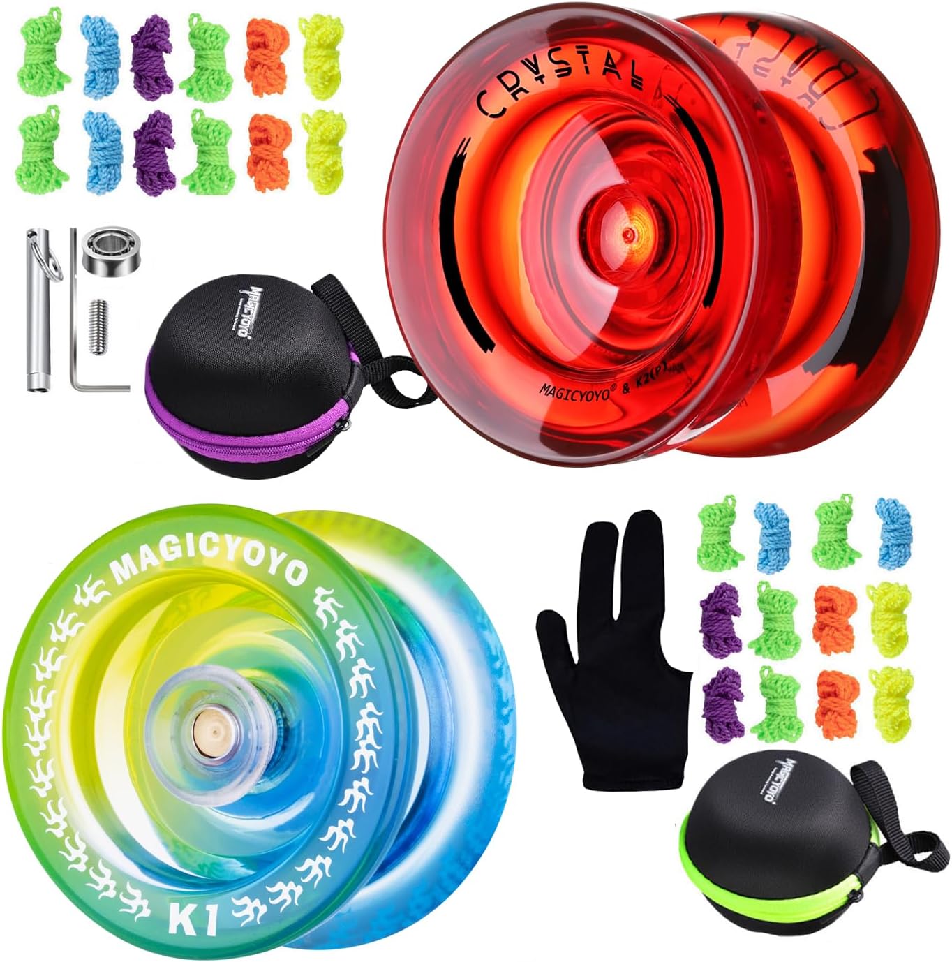 Amazon.com: Pack of 2 Yoyos - K2 Red Dual Purpose Yoyo + K1 Blue Yellow ...