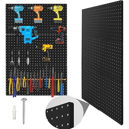 Amazon.com: Peg Board, 6 Pack Metal Pegboard Panels Grey Pegboards Wall ...