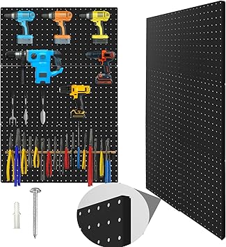 Amazon.com: Hogurity Peg Board, 6 Pack 12"x12" Black Metal Pegboard ...