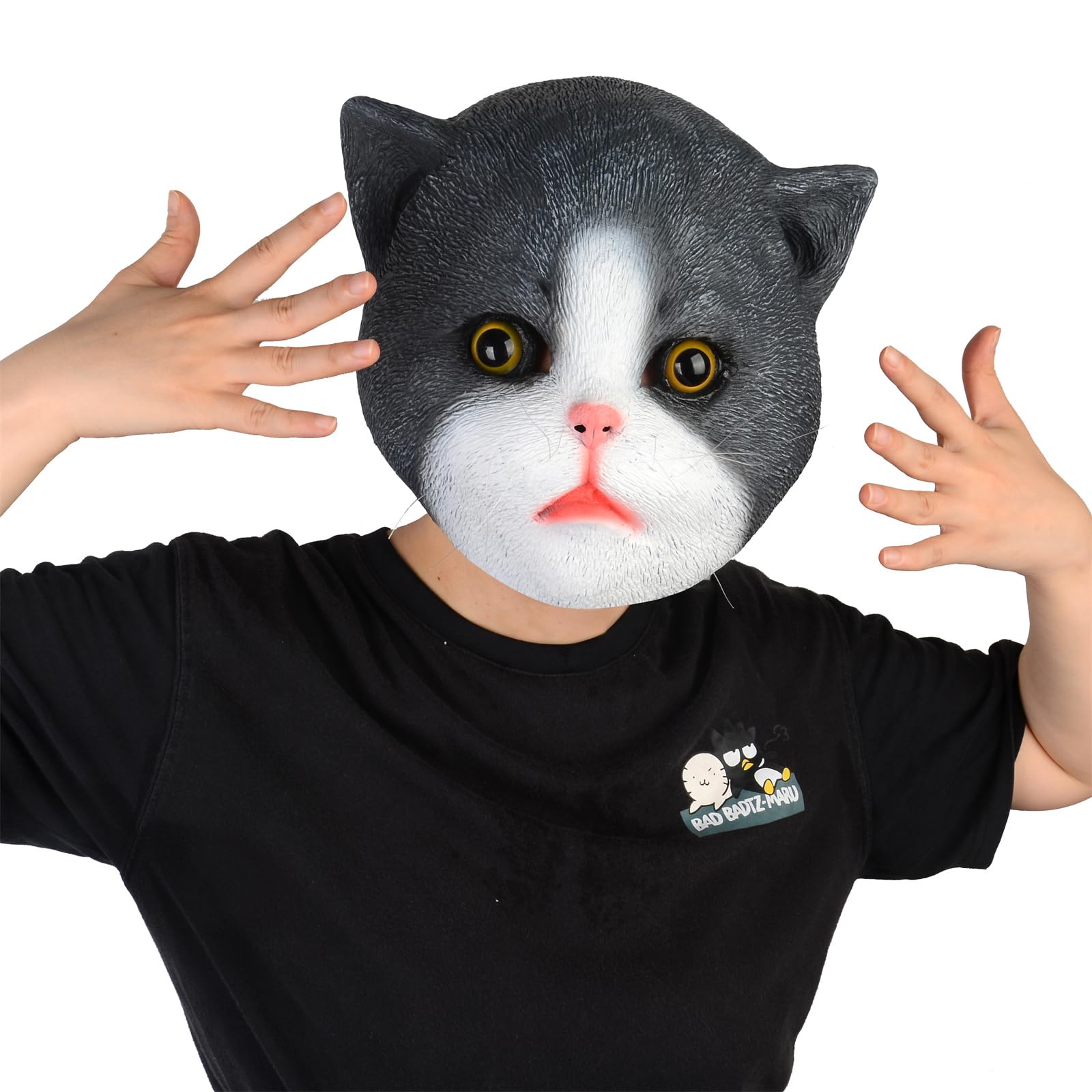 Amazon.com: Voyiparty Funny Cat Face Mask,Furry Animal Head Mask ...