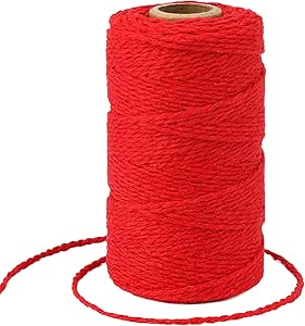 KINGLAKE 100m Red Cotton Twine String, 2mm Bakers Twine, Decorative ...
