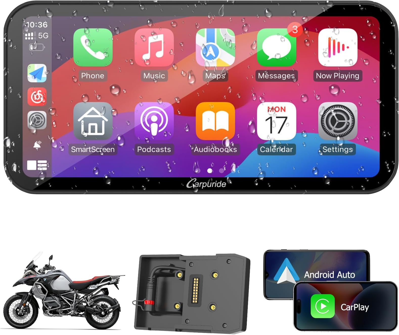 Amazon.com: Carpuride W702PRO for Motorcycle CarPlay& Android Auto ...