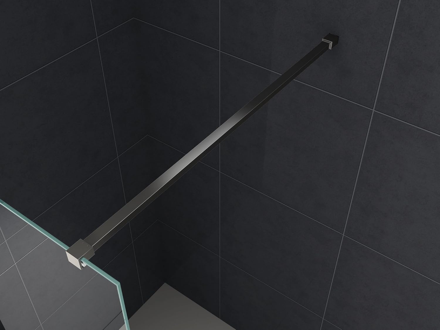 140 cm SLIM-DESIGN-Haltestange für Duschwände (schwarz) : Amazon.de ...