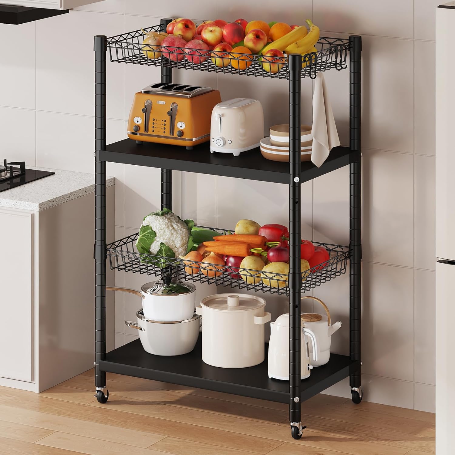 Enjinkail Oversized Kitchen Trolley with Wheels, Heavy Duty Tool ...