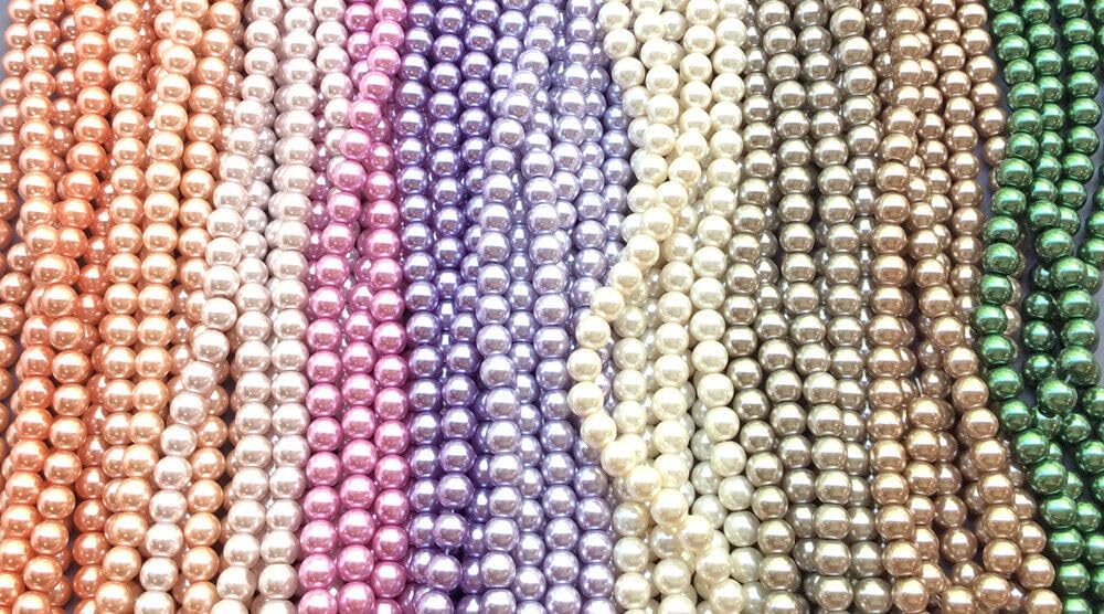 Amazon.com: Cream Peach Pink Purple Green Brown 8mm Round 1mm Hole ...