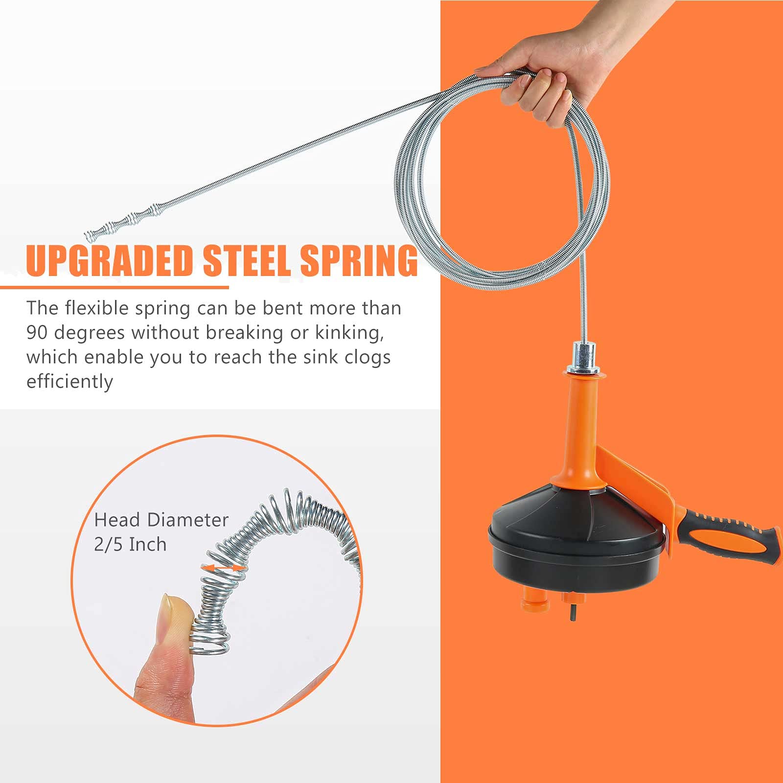 Sclvdi 25Ft Flexible Plumbing Snake Drain Auger with Drill Adapter ...