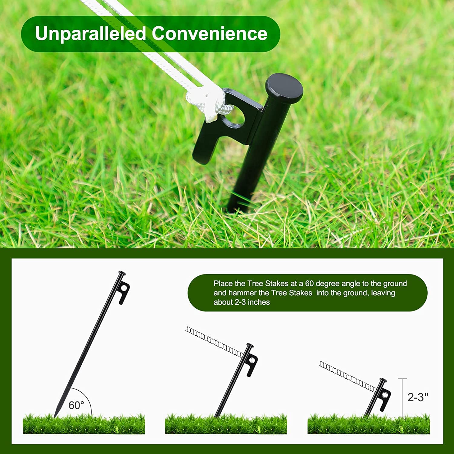 Tree Tie Heavy Duty Tree Stake Kits, 15.75 Inch Steel Tree Stakes And ...