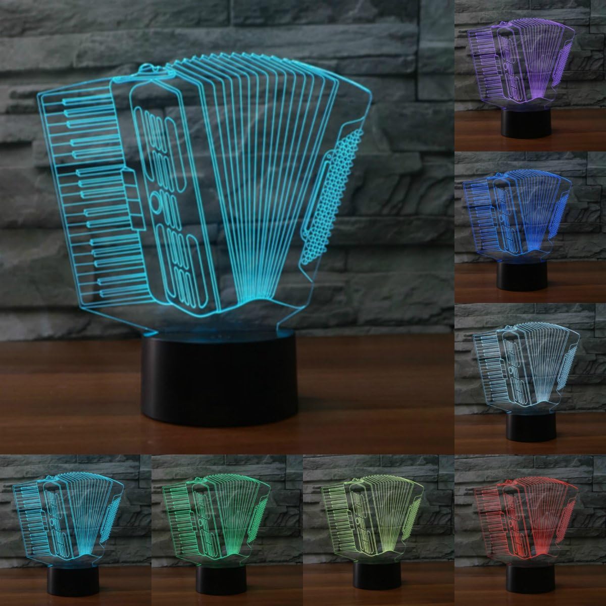 Accordion 3D illustrate Light 7 Color Changing LED Night Light Acrylic ...
