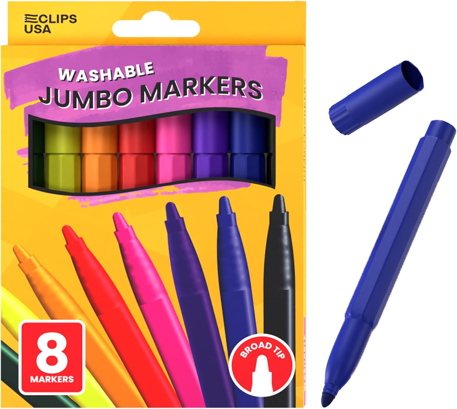 Amazon.com: E-CLIPS USA Jumbo Markers For Kids, Colored Markers For ...