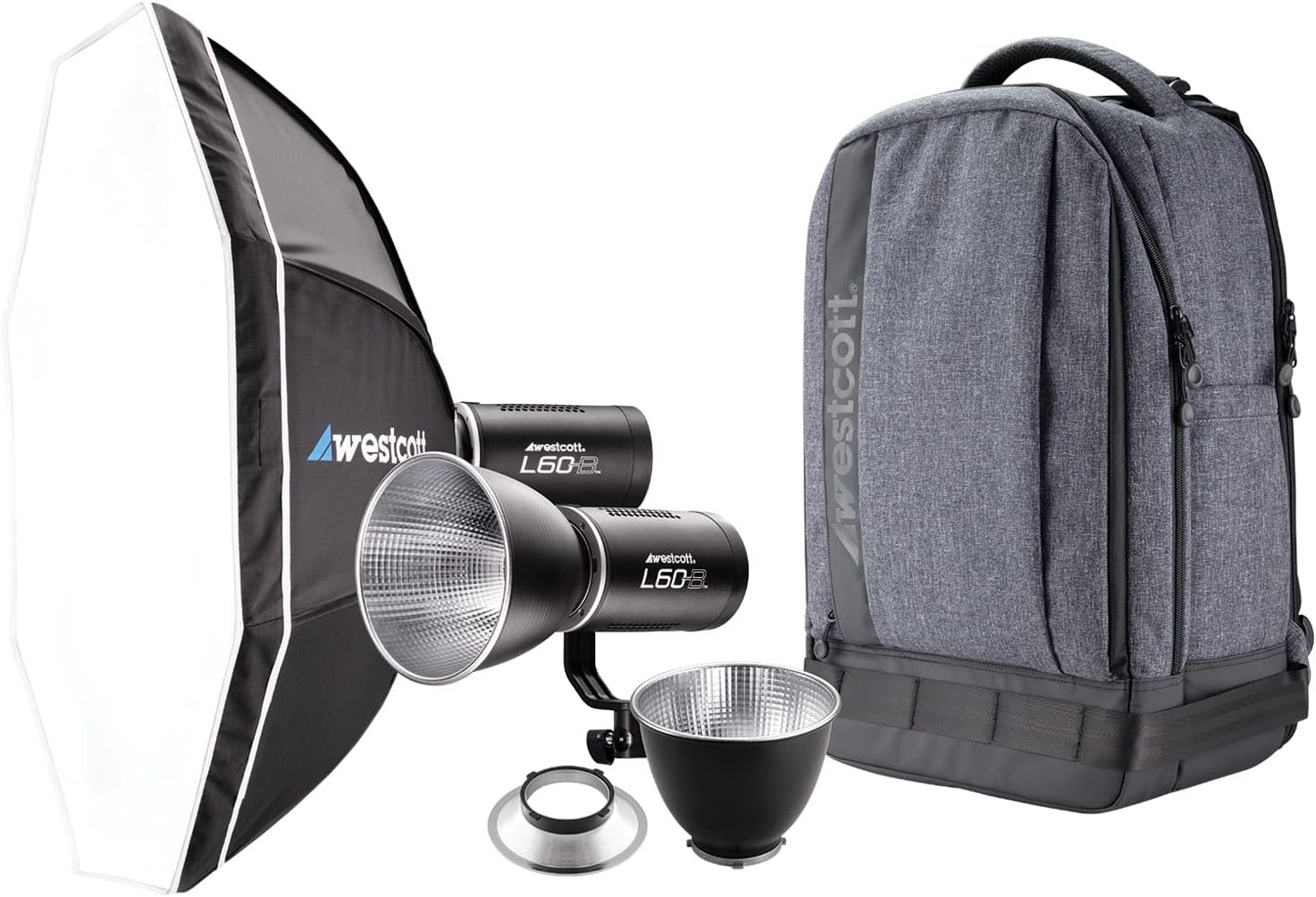 Amazon.com : Westcott L60-B Bi-Color COB LED 2-Light Backpack Kit with ...