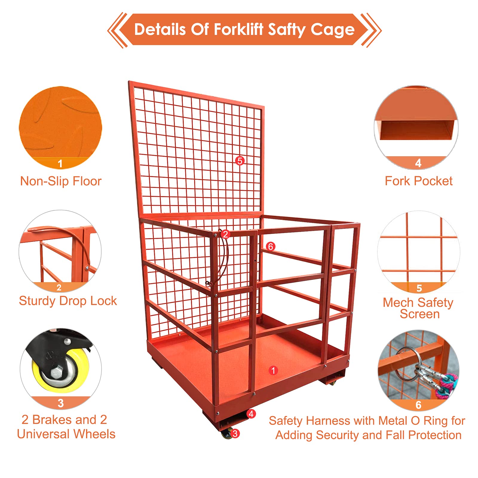 Forklift Cage, 45"x43" Forklift Man Basket Forklift Safety Cage ...