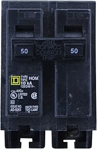 Square D Homeline HOM250 Miniature Circuit Breaker, 120/240 VAC, 50 A ...
