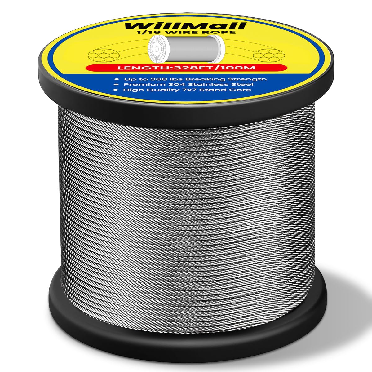 Amazon.com: WillMall 1/16 Wire Rope 304 Stainless Steel Wire Cable ...