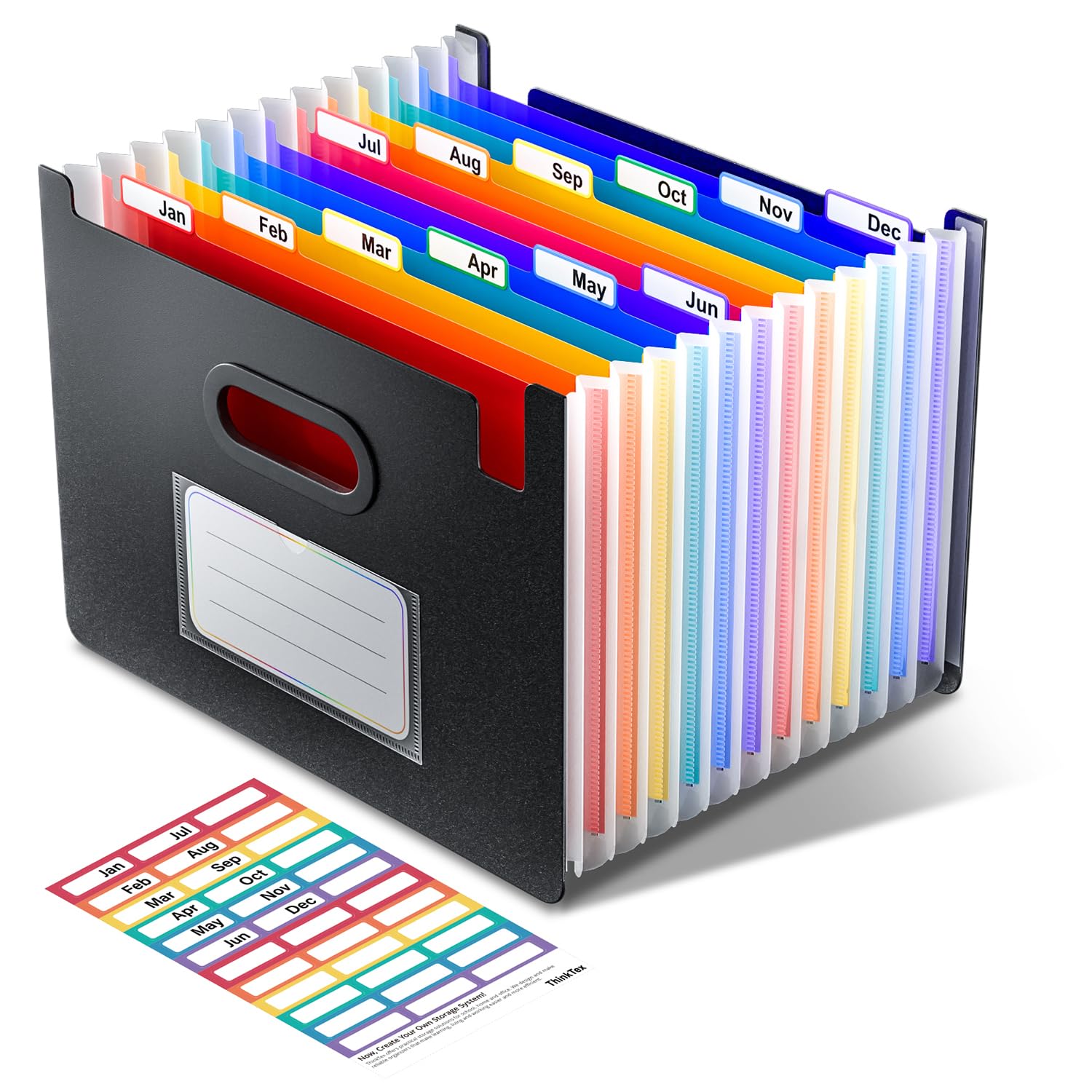 ThinkTex File Organiser, 12 Pockets Expanding File Folders, Upright and ...