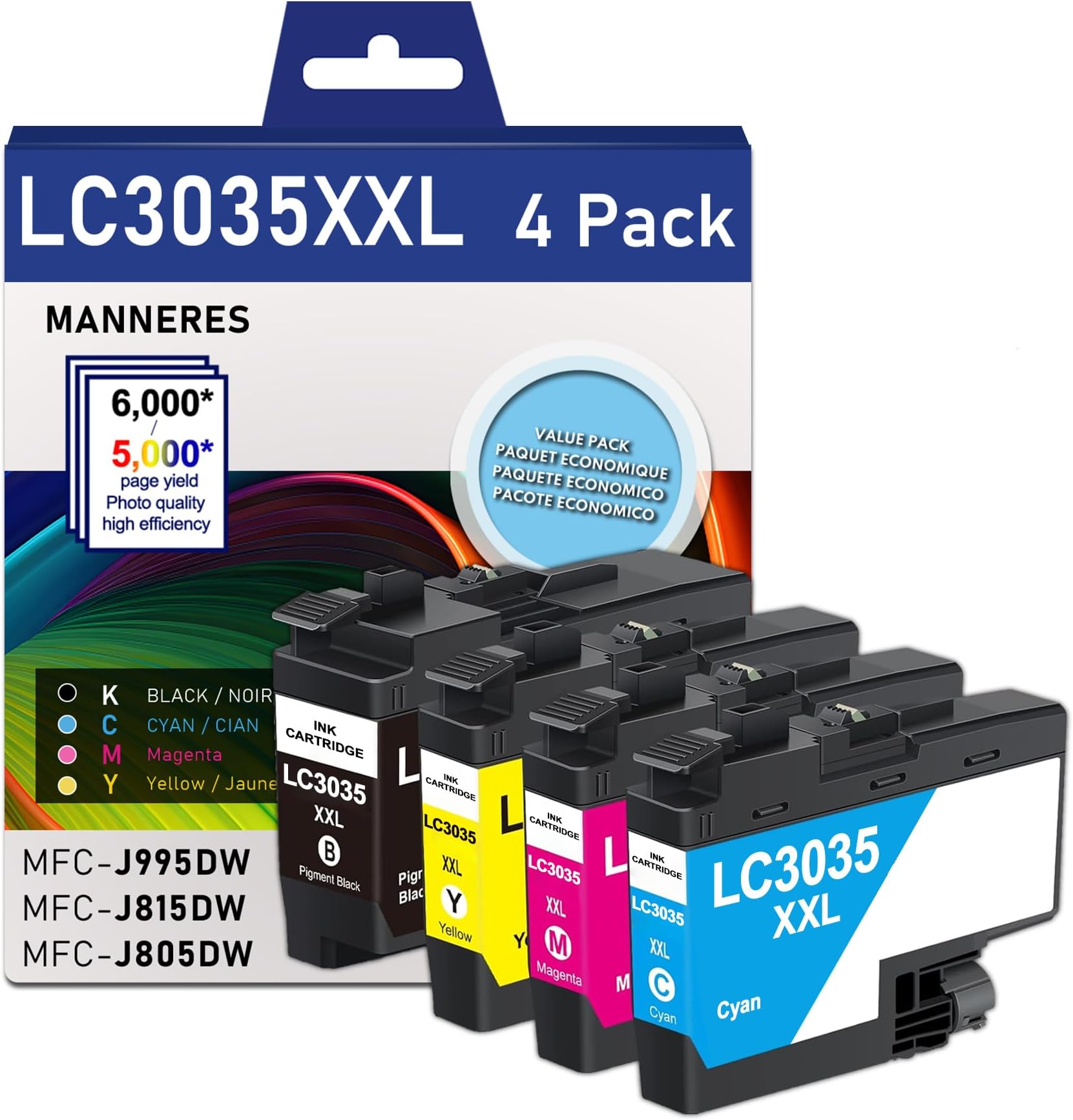 Amazon.com: LC3035 Ink Cartridge BK/C/M/Y (4-Pack) Replacement for ...