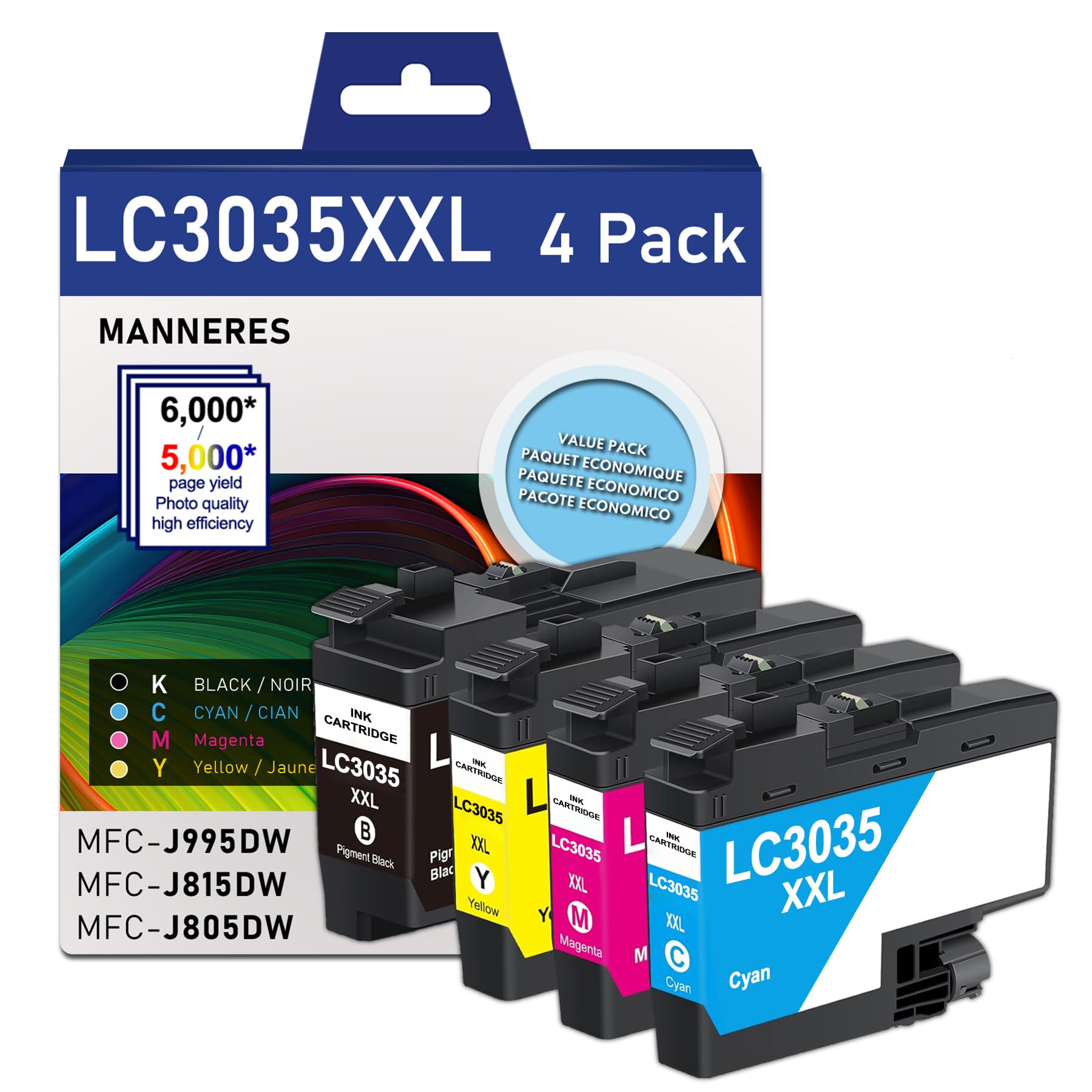 Amazon.com: LC3035 Ink Cartridge BK/C/M/Y (4-Pack) Replacement for ...