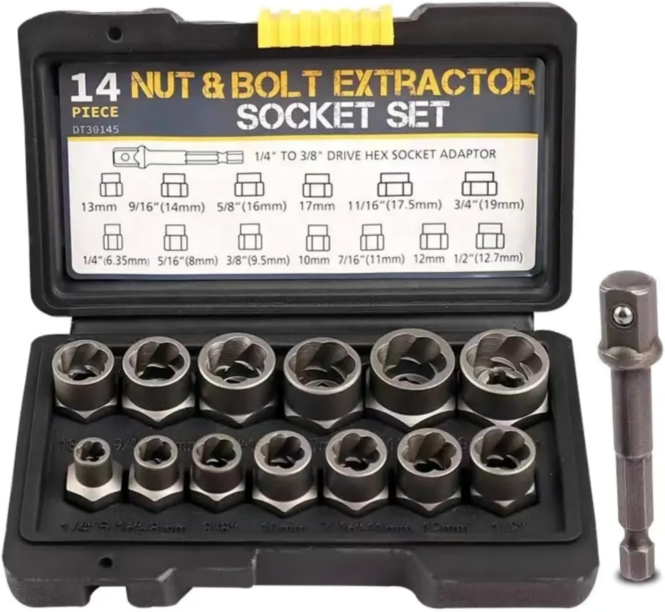 14 Pcs Impact Bolt & Nut Remover Set,1/4”-3/4” Twist Socket Tool Set ...