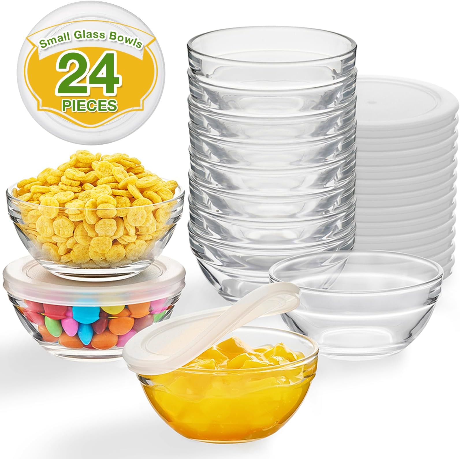 Amazon.com: 16pc Set of Small Glass Bowls with Airtight Lids - 8oz ...