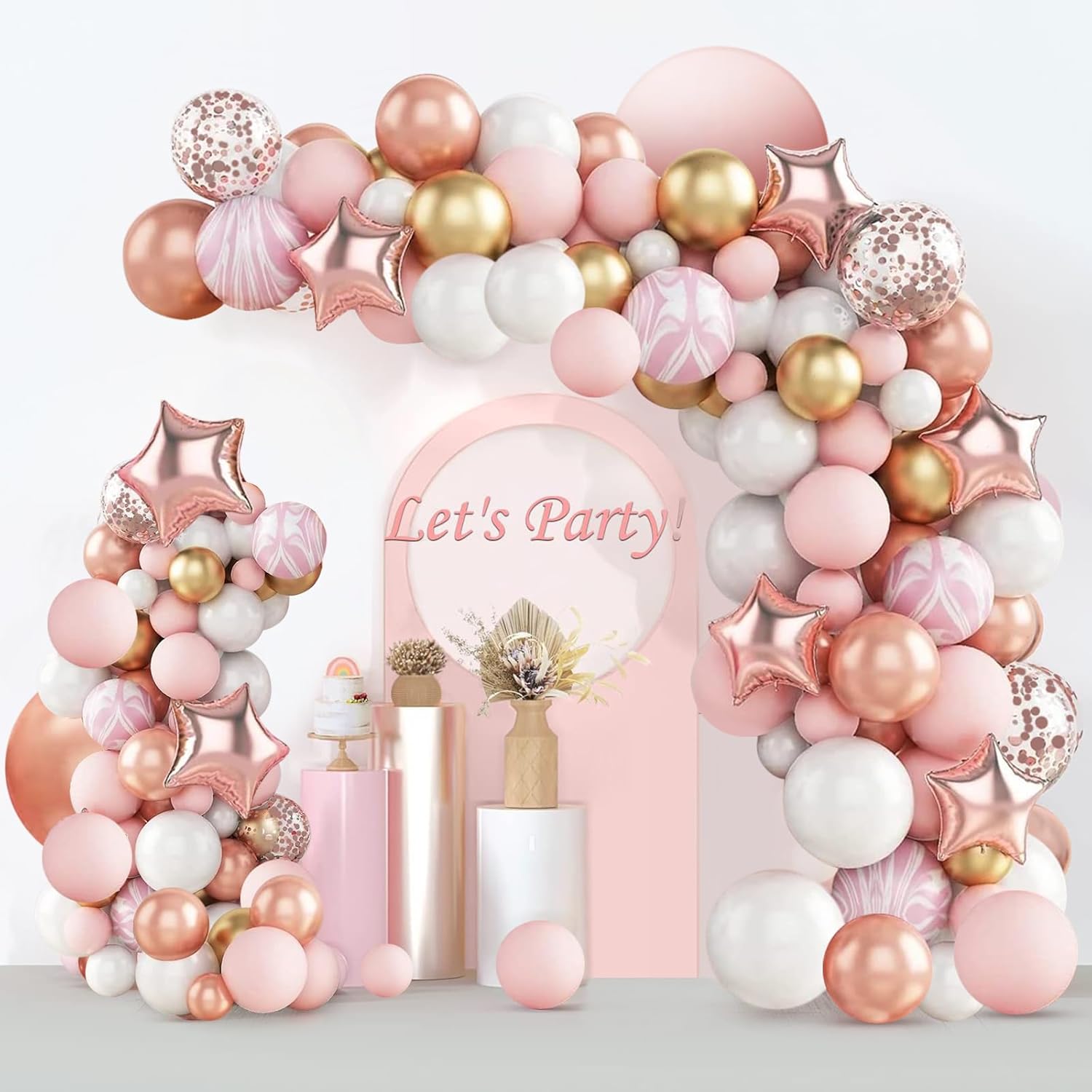 Amazon.com: Rose Gold Balloon Garland Arch Kit, 129Pcs Rose Gold Pink ...
