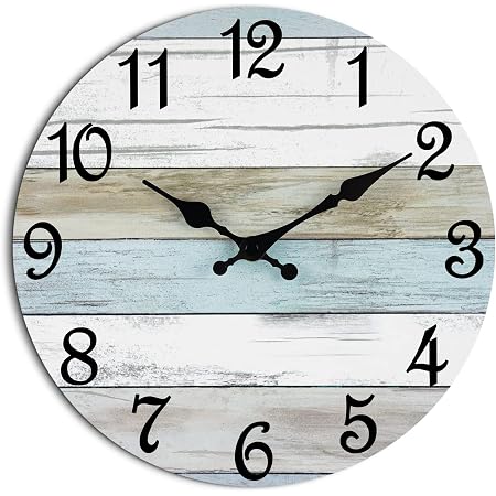 Amazon.com: CHYLIN Wall Clock - 16 Inch Silent Non Ticking Coastal Wall ...