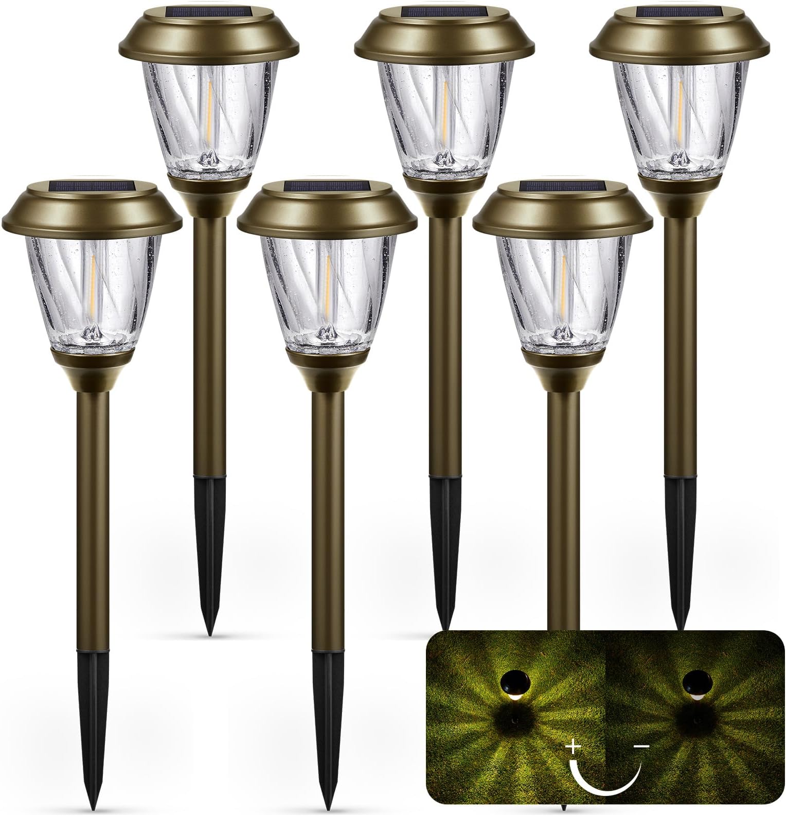 GIGALUMI Solar Outdoor Lights,LED Solar Lights Outdoor Waterproof ...