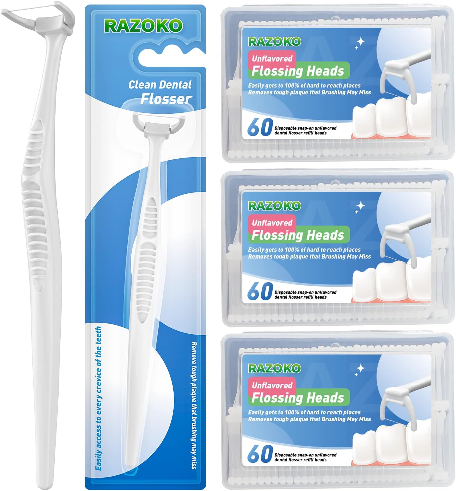 Amazon.com : Flossaid Dental Floss Holder - 3 Pack (Assorted Colors ...