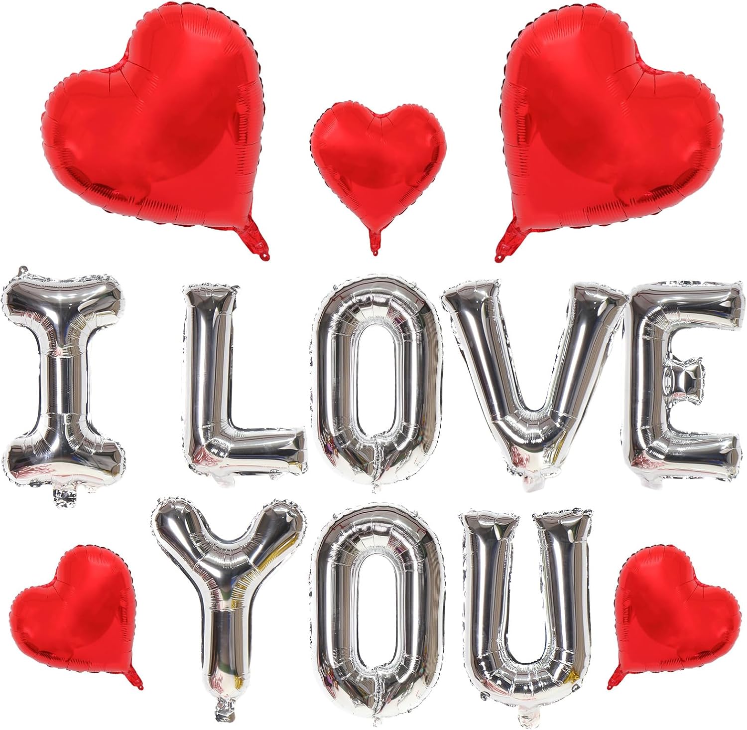 Amazon.com: 16 Inch Silver I Love You Letter Balloons 10/18 Inch Red ...