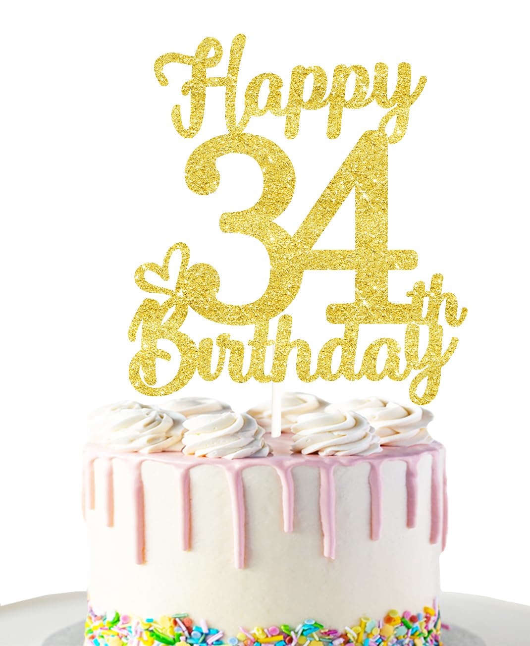 Snapklik.com : 34 Birthday Cake Toppers-Gold Glitter, 34th Cake Topper ...