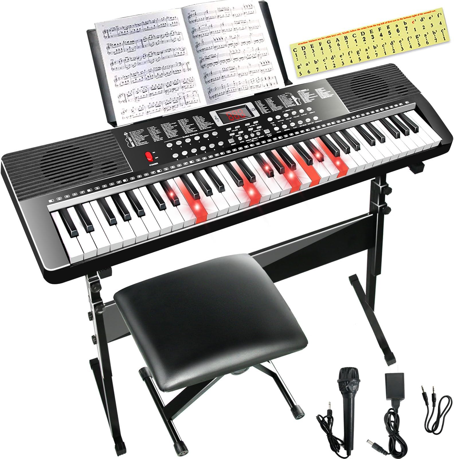 Amazon.com: RIF6 Electric 61 Key Piano Keyboard - with Over Ear ...