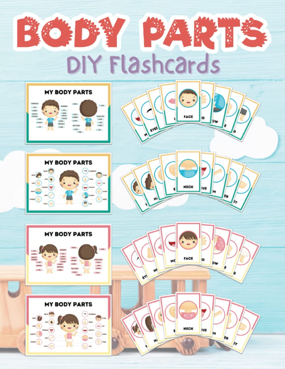 DIY Flashcards Body Parts: Boy and Girl Human Body Parts and 2 Full ...