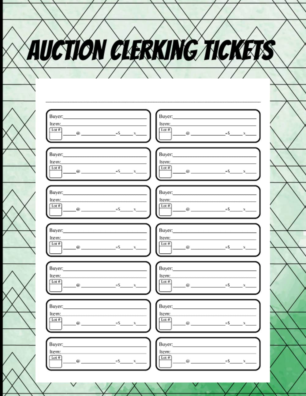 Auction Clerking Tickets | 1512 tickets: Auction Clerking Sheets ...