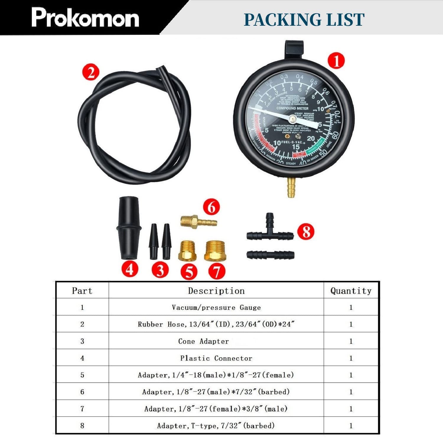 Snapklik.com : Prokomon Car Vacuum And Fuel Pump Tester Gauge Kit Fuel ...