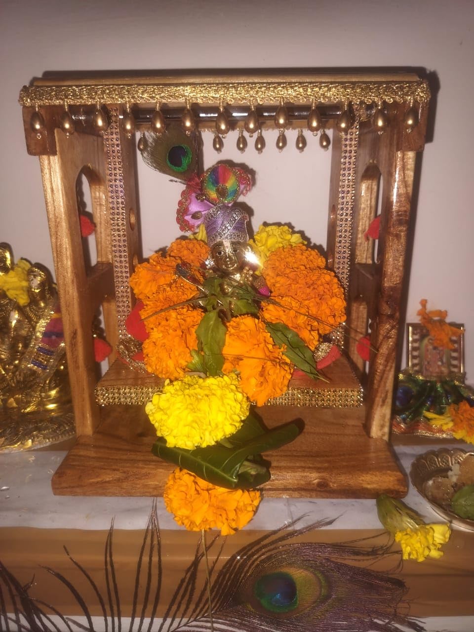Buy Laddu Gopal Wooden Jhula Lilac Wood Handcrafted Jhola for Kanha Ji ...