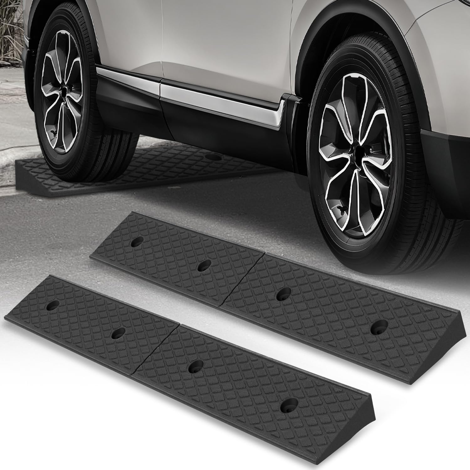 Amazon.com: WKINGBOOM All Black Rubber Driveway Ramps 66139lbs Capacity ...