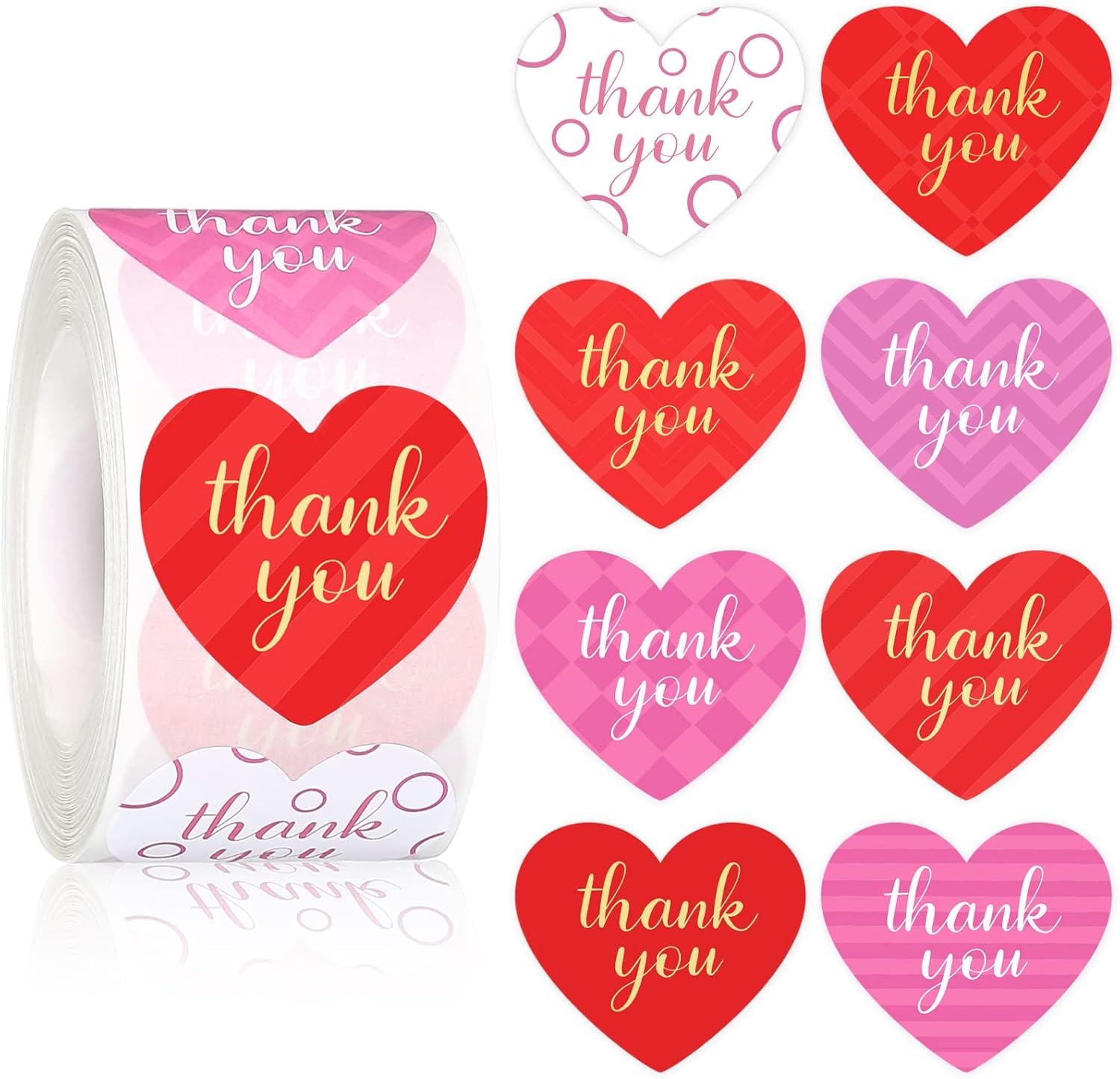 Amazon.com: 500 Pcs Heart Shape Thank You Label Stickers Funky Heart ...