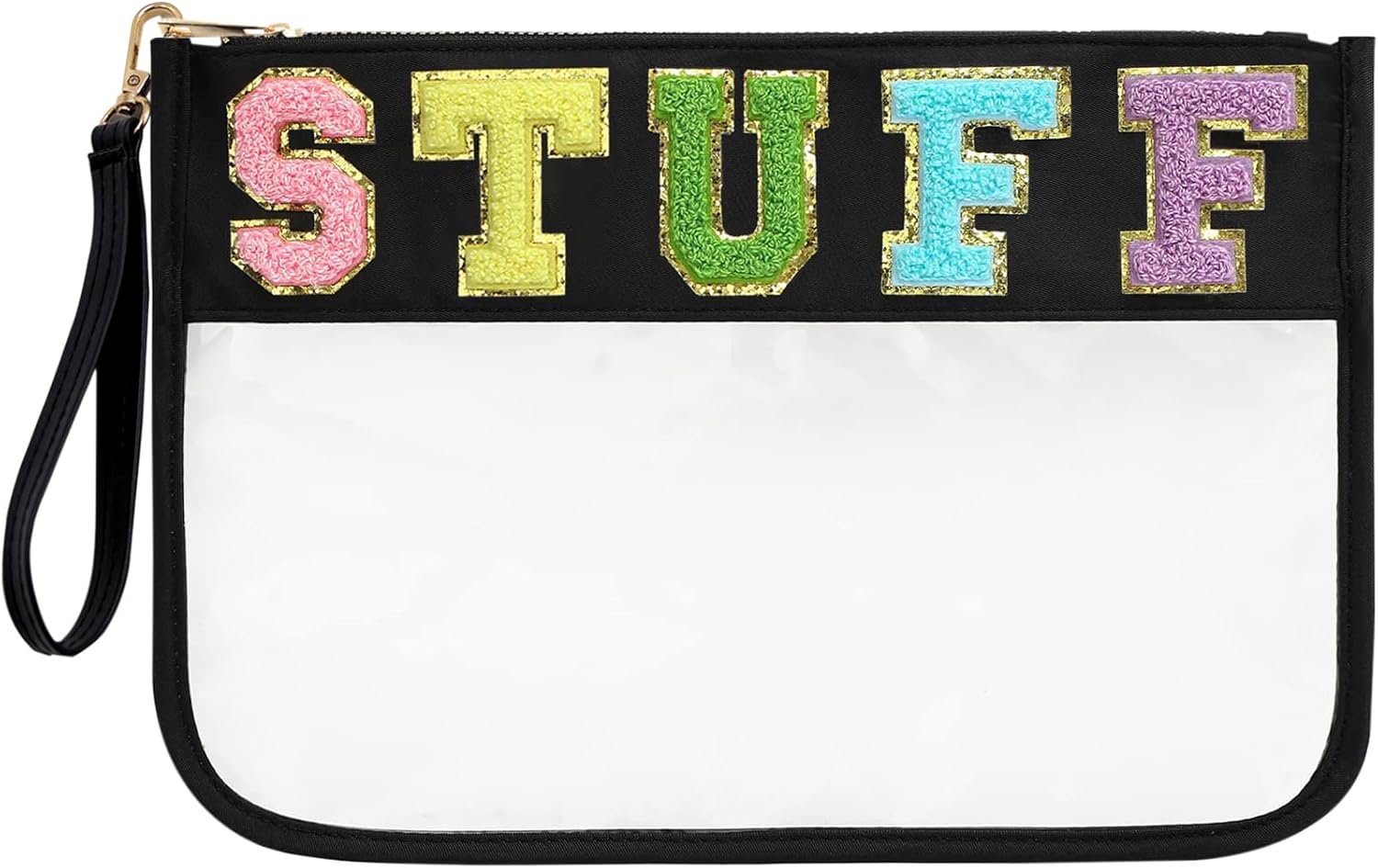 Amazon.com: Burskit Chenille Letter Clear Zipper Pouch for Travel ...